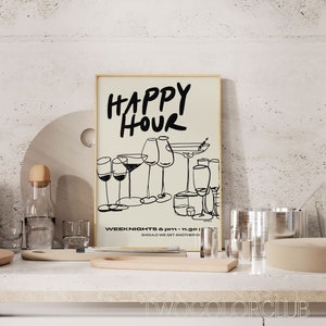 Happy Hour Wall Art Printable, Every Hour is Happy Hour Print, Retro ...