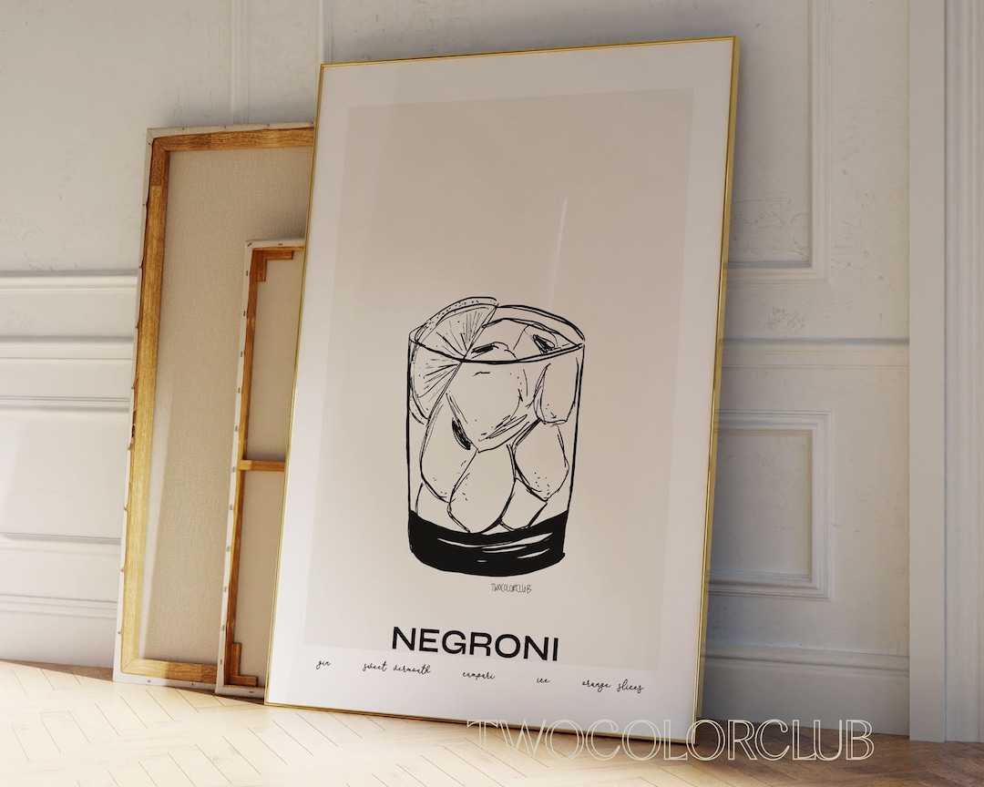 Negroni Poster Digital Download, Cocktail Recipe Wall Art, Classic ...