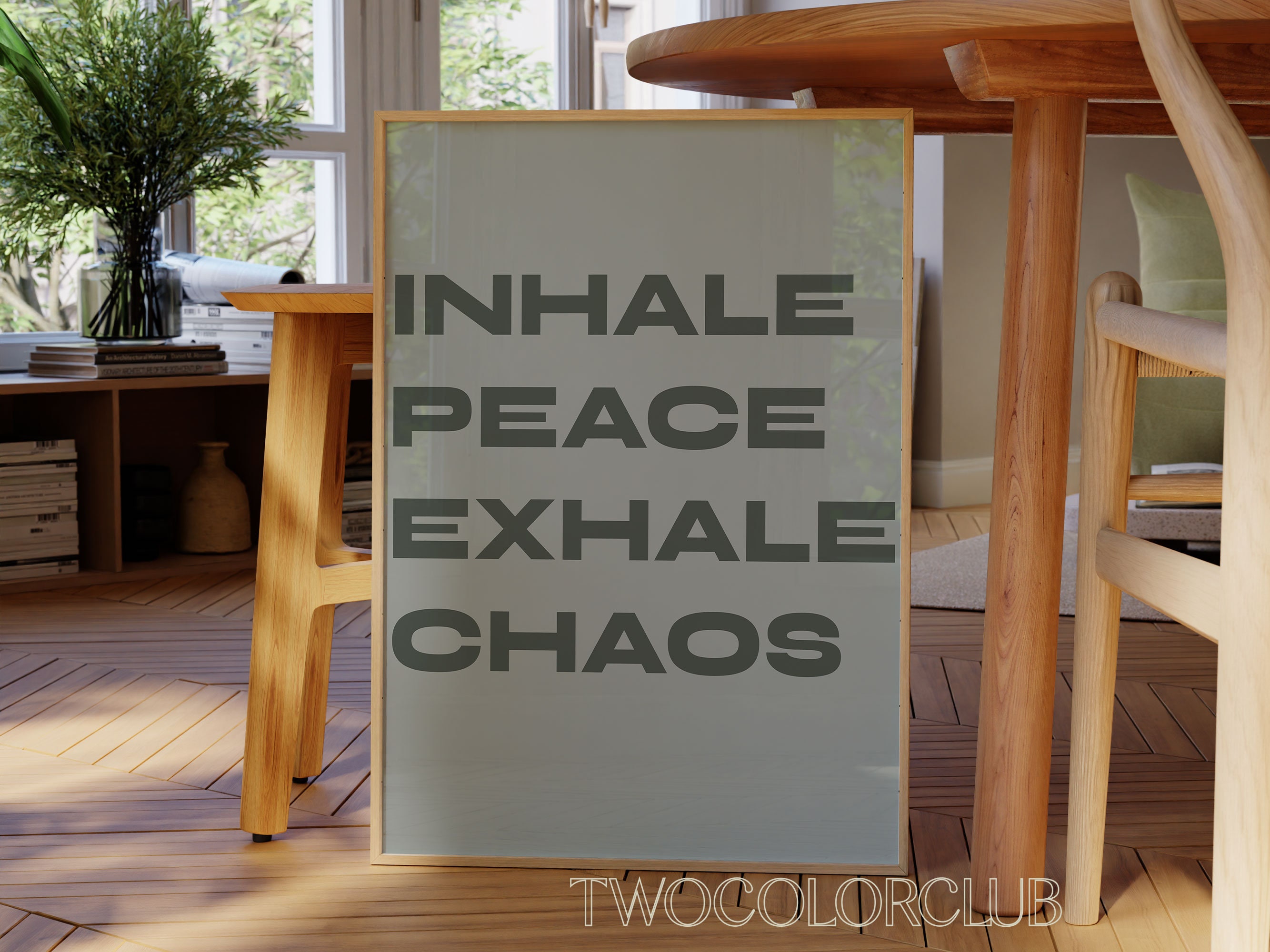 Inhale Peace Exhale Chaos Wall Art Download, Vibrant Green Typography ...