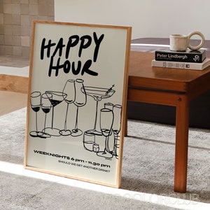 Happy Hour Wall Art Printable, Every Hour is Happy Hour Print, Retro ...
