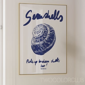 Coastal Prints Set of 3 Blue Seashell Print Typography "meet Me at the ...