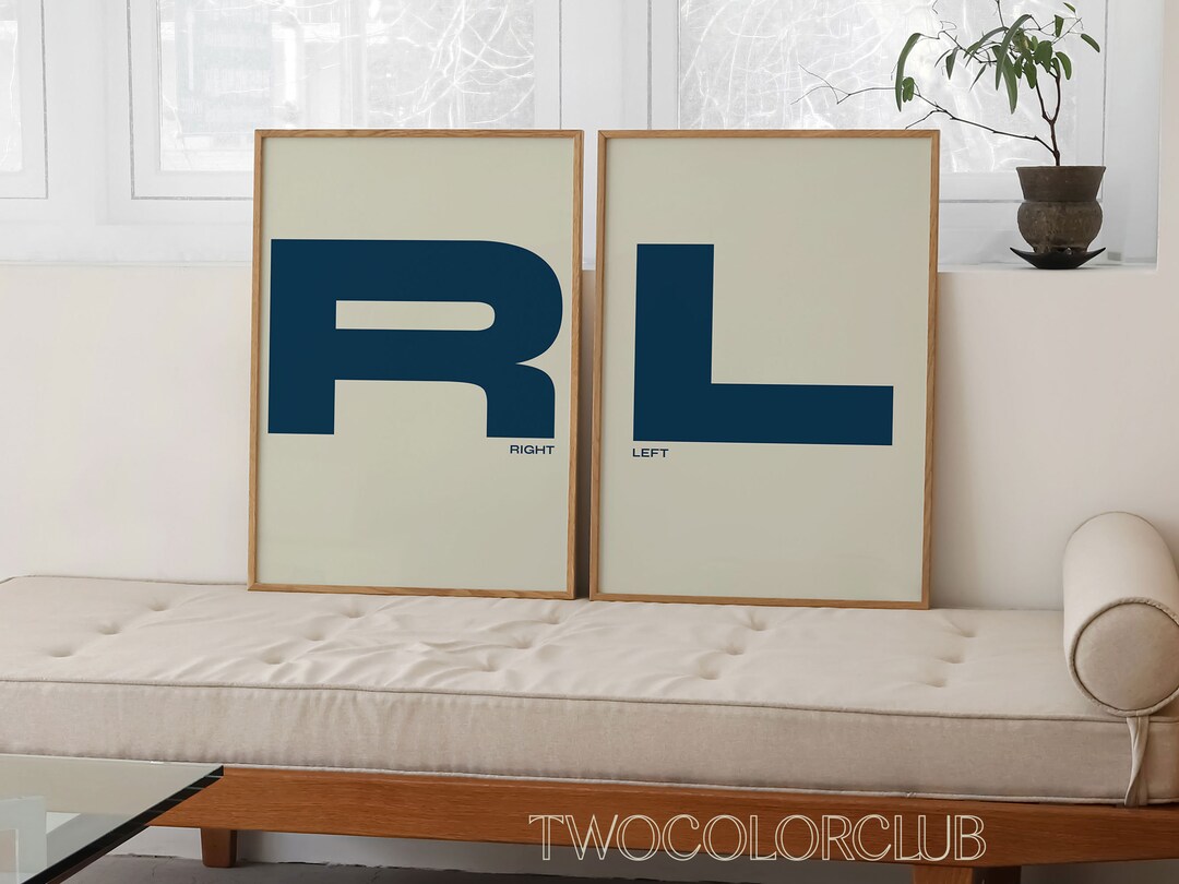 Left Right Typography Print Download, Big L R Letter Wall Art, Funny ...