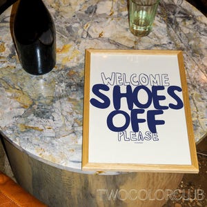 Shoes off Art Download Welcome Art Print Shoes off Sign Blue Welcome ...