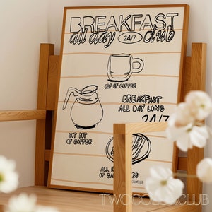 Breakfast Club Poster Digital Download, 24/7 All Day Breakfast Club Art ...