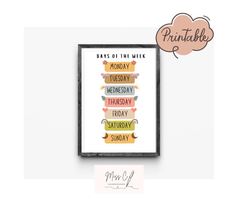 Days of the Week Printable Poster - Classroom Display, Home Schooling ...
