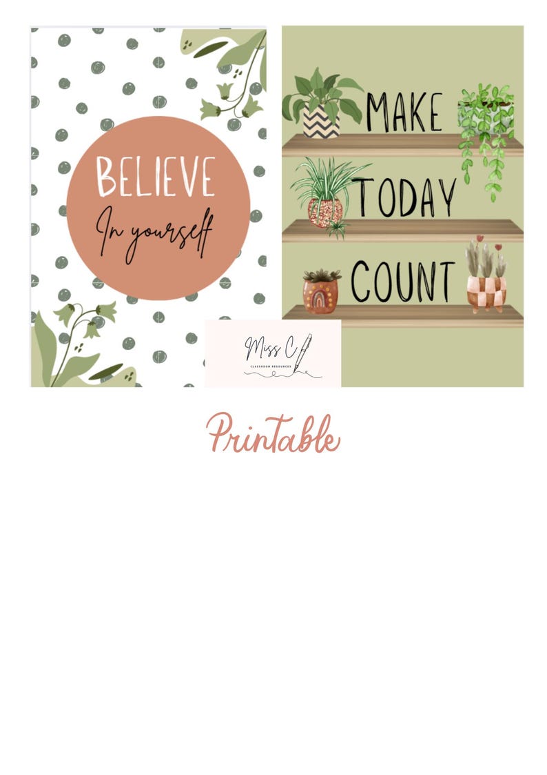Motivational Classroom Quotes Botanical Theme Inspirational Classroom ...