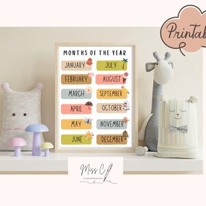 Months of the Year Printable Poster Classroom Display, Home Schooling ...