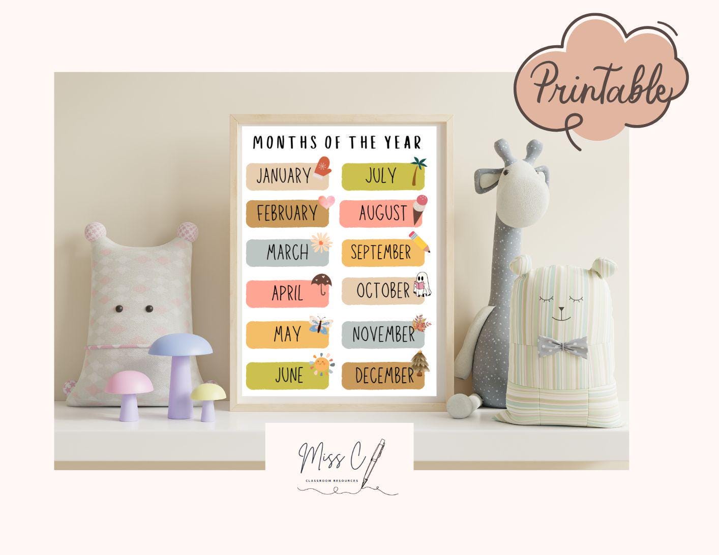 Months of the Year Printable Poster - Classroom Display, Home Schooling ...