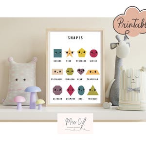 Shapes Printable Poster, Classroom Display, Digital Wall Art, Kids Art ...
