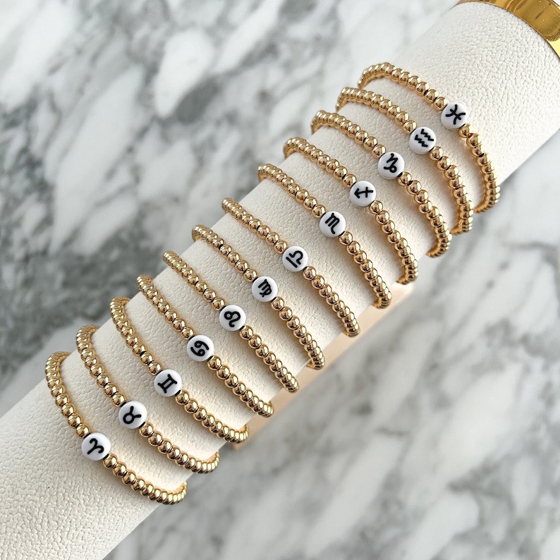 Zodiac Sign Bracelet Gift Idea for Women Gold Plated Jewelry Astrology ...