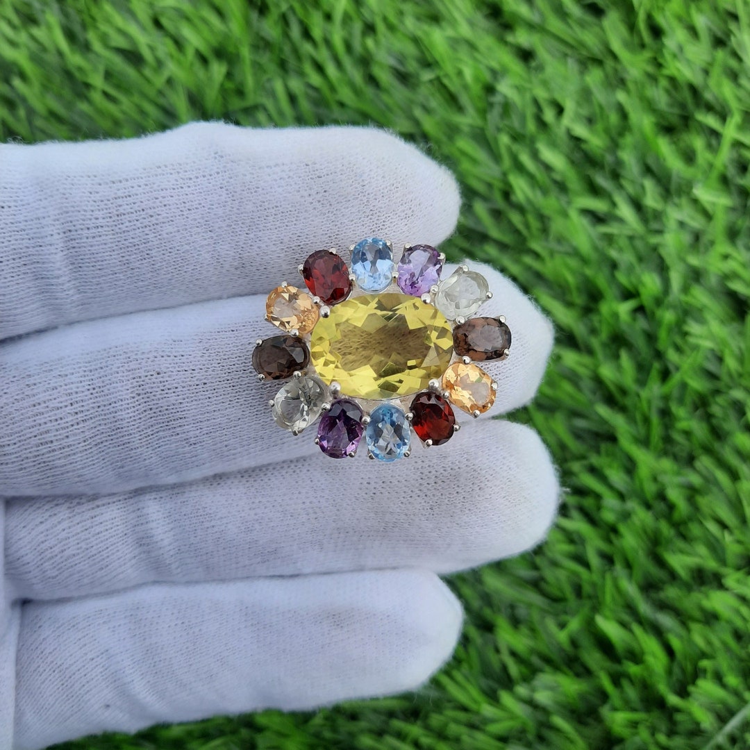 Multi Semi Precious Gems Jewelry Sets Ring/pendent/necklace/bracelet ...