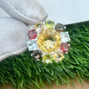 Semi-precious Pendant, Multi Stone Pendent 925 Sterling Silver Pendant ...
