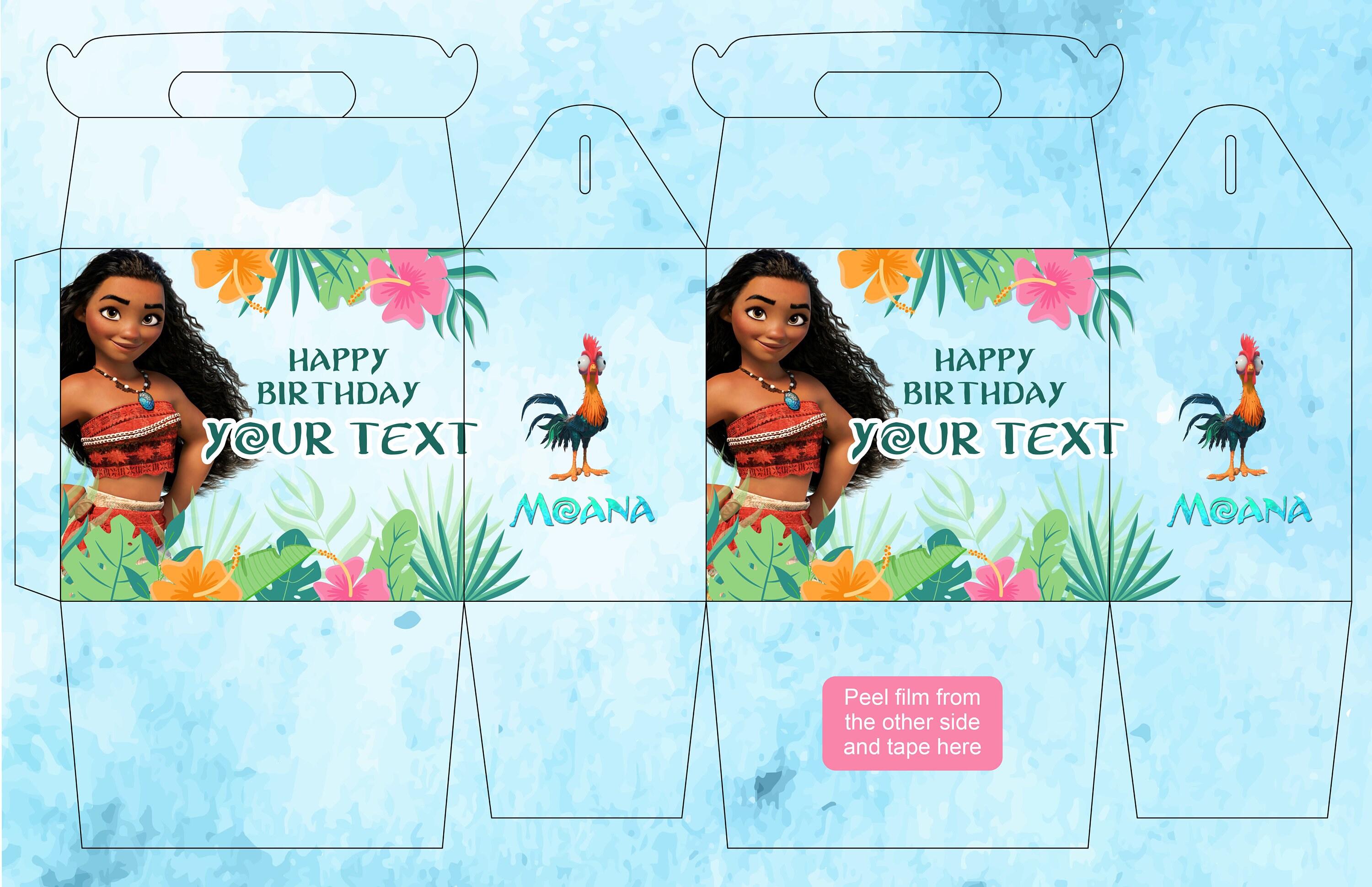 Moana Birthday Gable Box Luxury Favor Box Your Own Text - Etsy