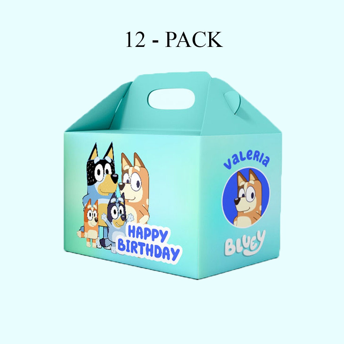 X12 | Bluey Birthday Gable Box | Luxury Favor Box | Your Own Text | - Etsy