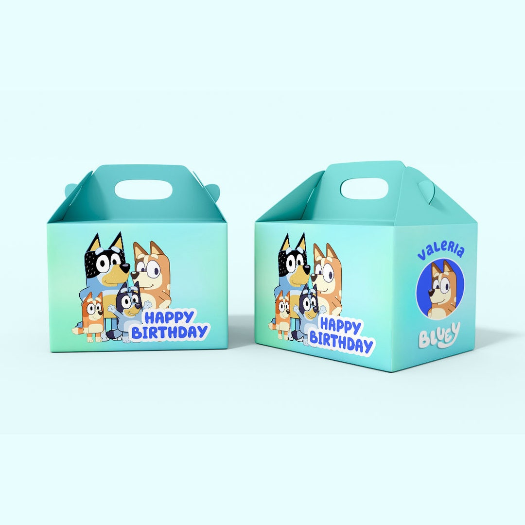 X12 | Bluey Birthday Gable Box | Luxury Favor Box | Your Own Text | - Etsy