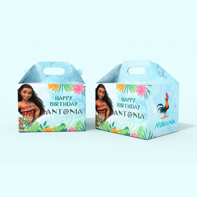 Moana Birthday Gable Box | Luxury Favor Box | Your Own Text | X12 - Etsy
