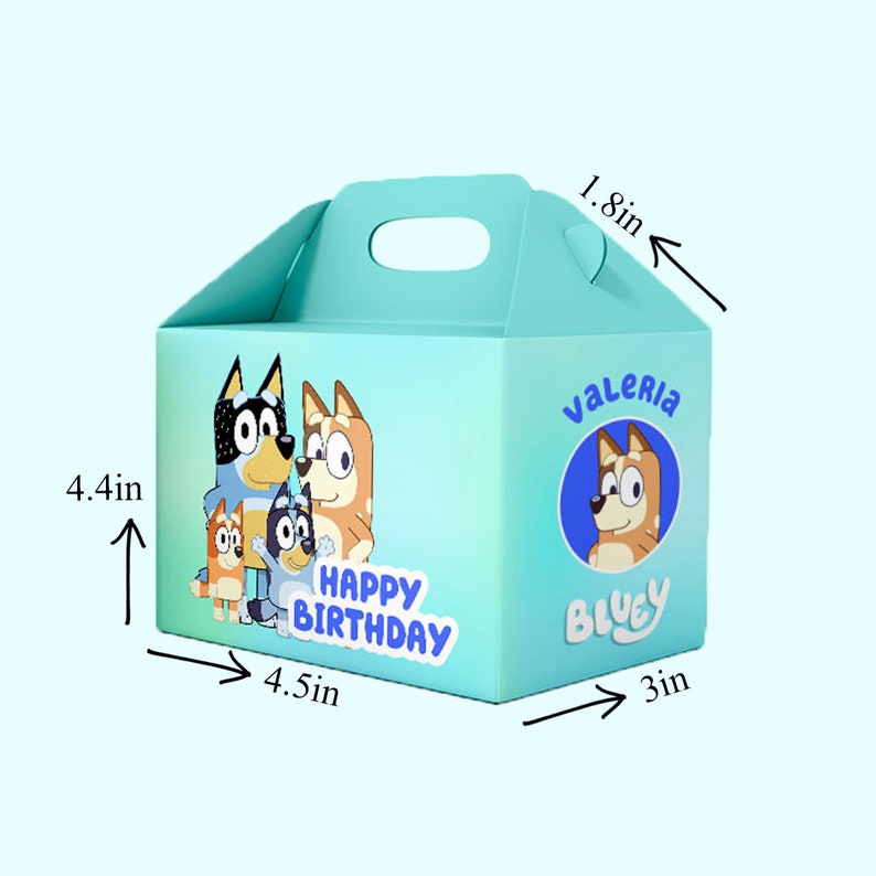 X12 | Bluey Birthday Gable Box | Luxury Favor Box | Your Own Text | - Etsy