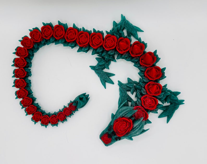 Ruby Red Rose Dragon 3D Printed - Etsy