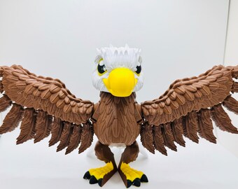 Flexi Crochet Bald Eagle - Flexible 3D Printed Bald Eagle With Outstretched Wings - Crochet ...