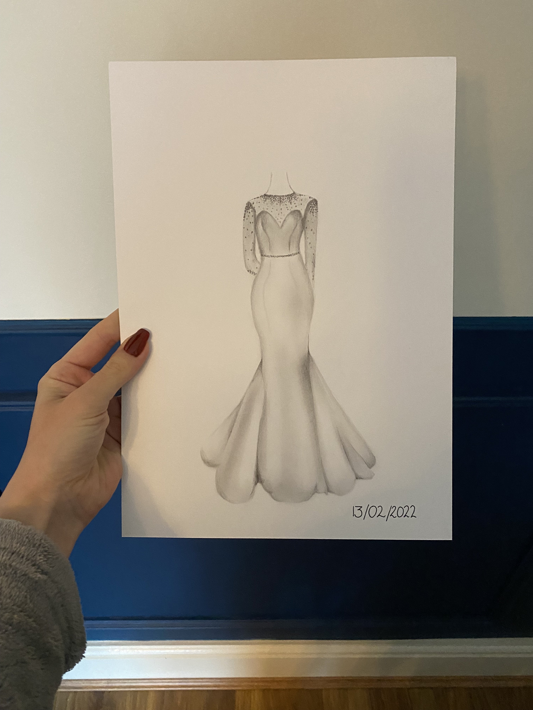 OPENING OFFER* Hand Drawn Personalised Wedding Dress Pencil Drawing - Etsy
