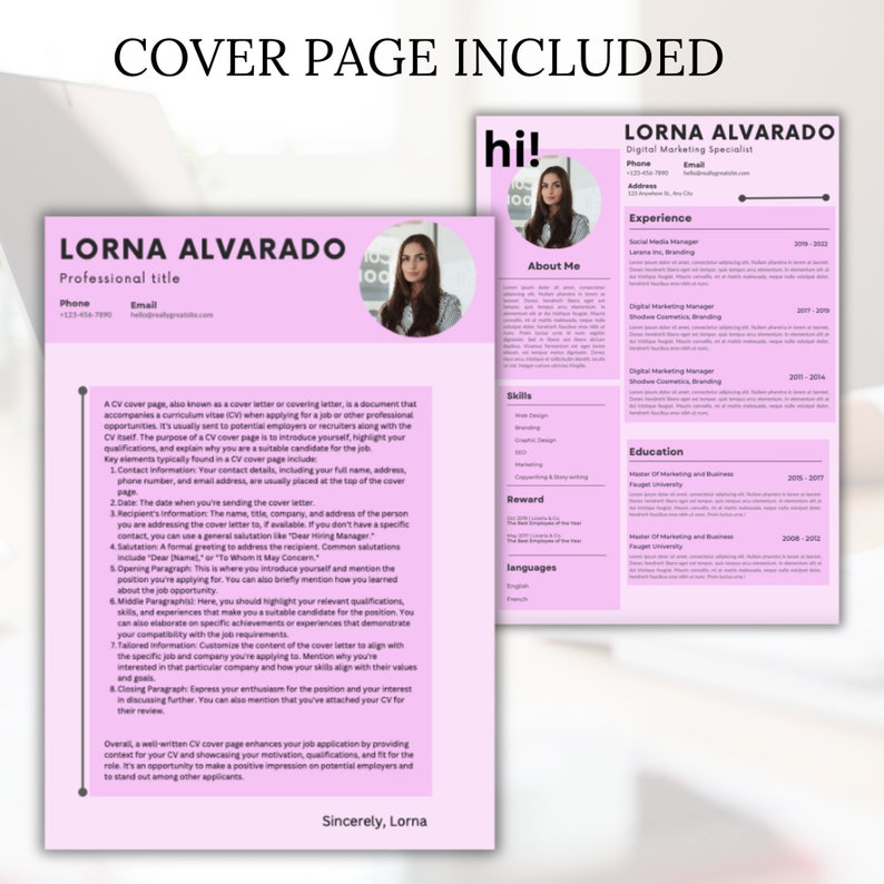 CV TEMPLATE Resume Canva. Professional Resume Template. Unique Cv ...