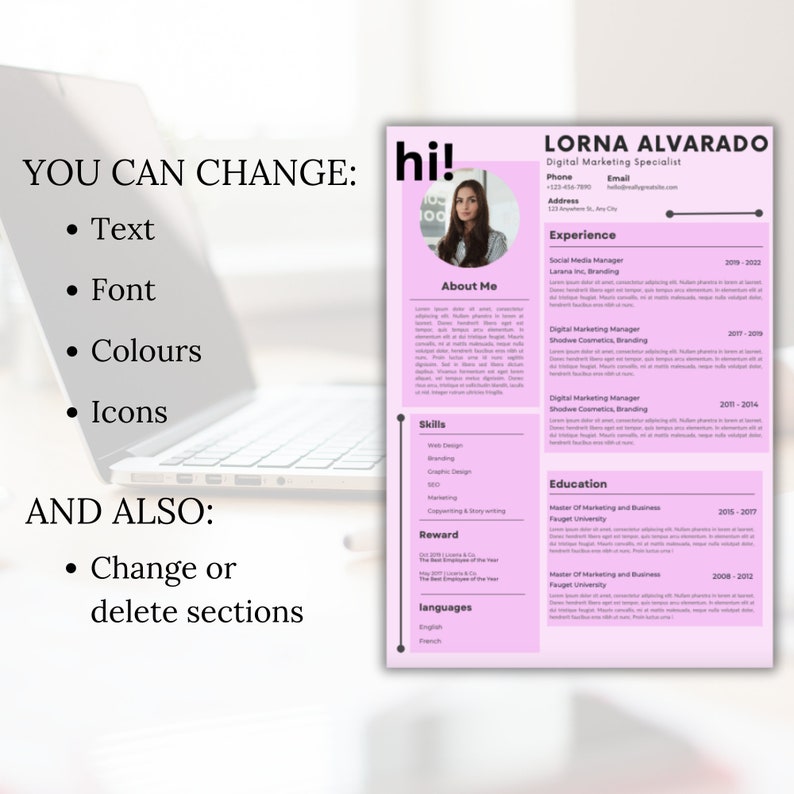 CV TEMPLATE Resume Canva. Professional Resume Template. Unique Cv ...
