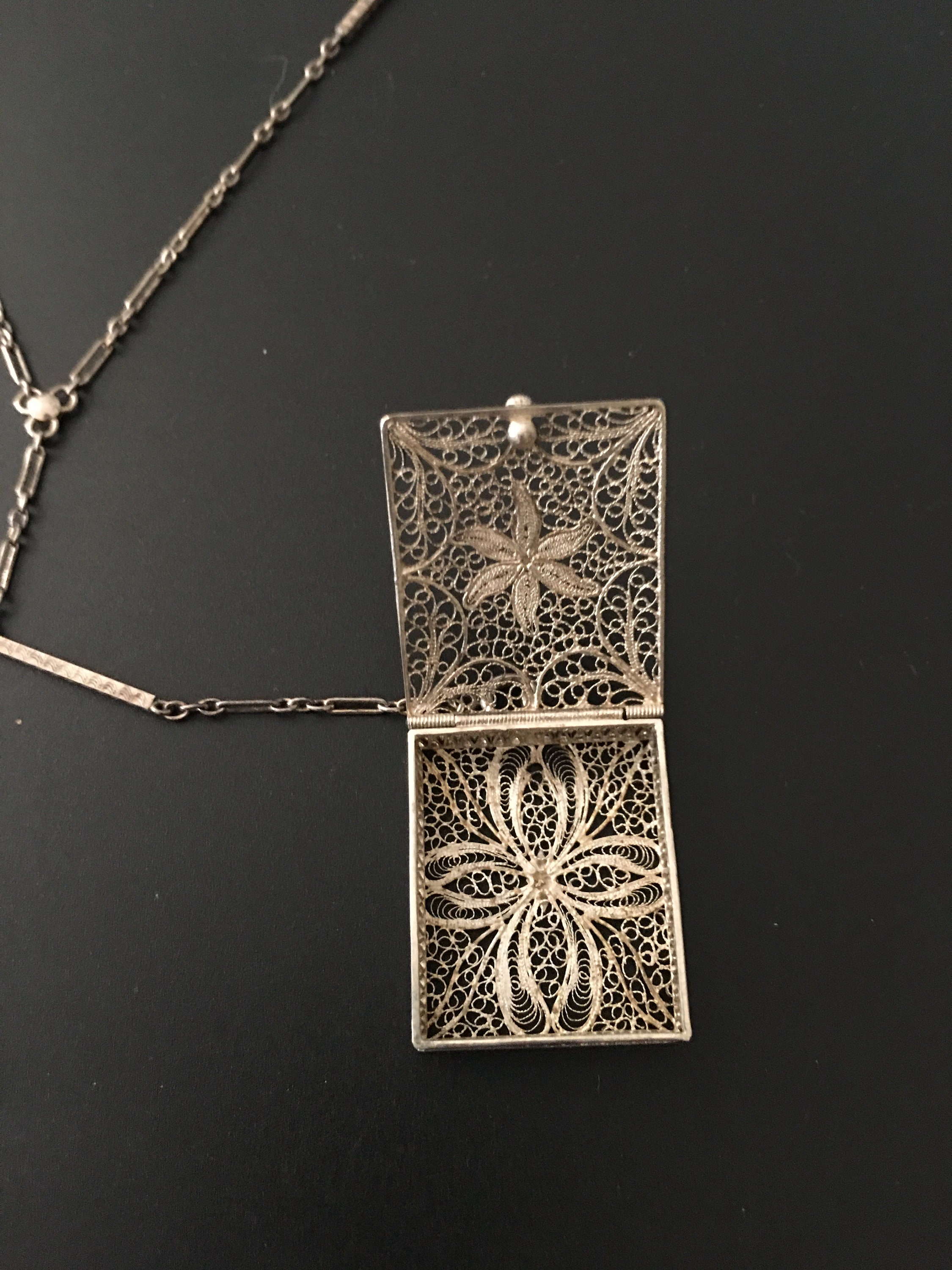 Antique Necklace Silver Filigree Pendant Jewelry - Etsy
