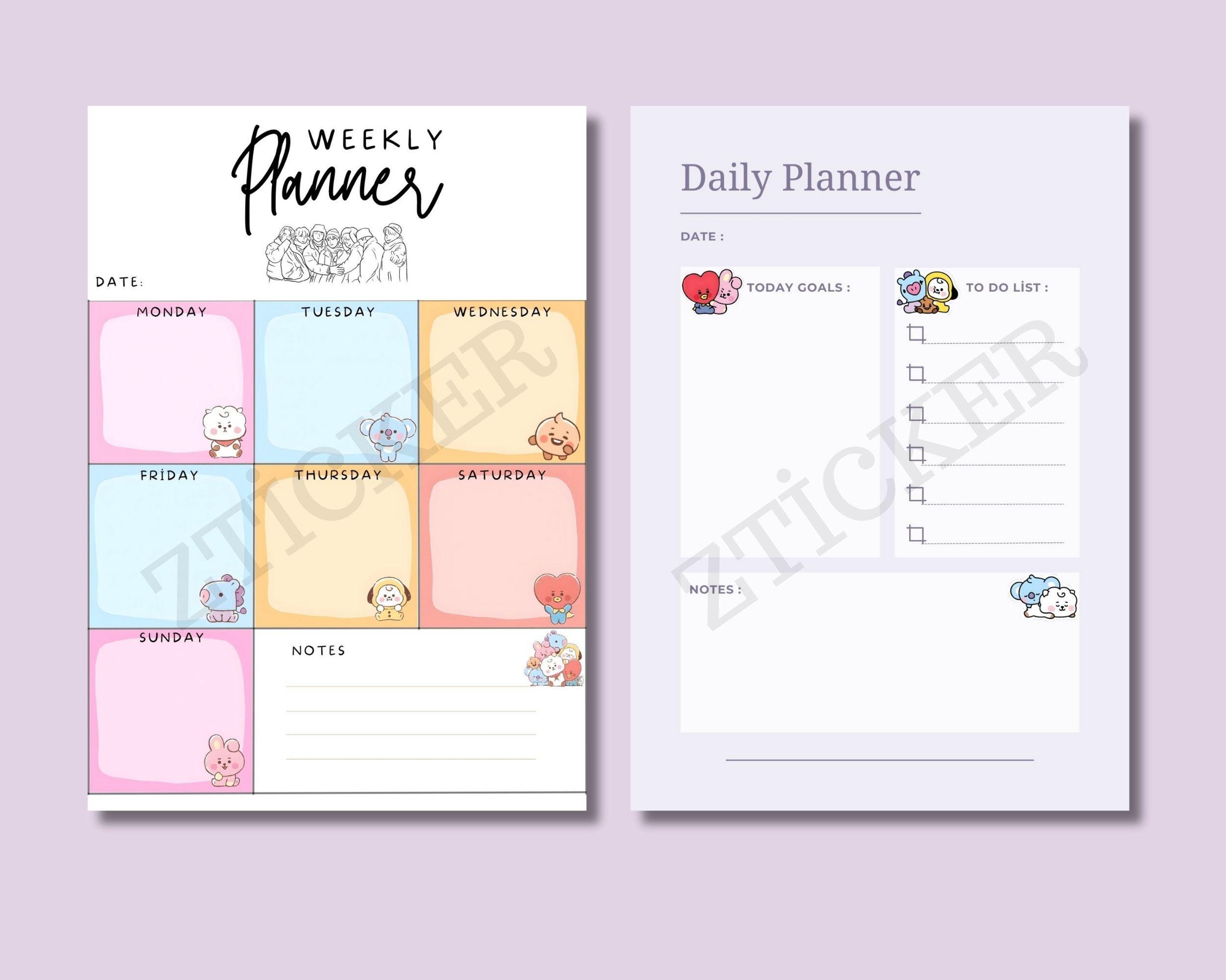 BTS Planner | Bts Planner Set | Bts Daily Planner | Bts Weekly Planner ...