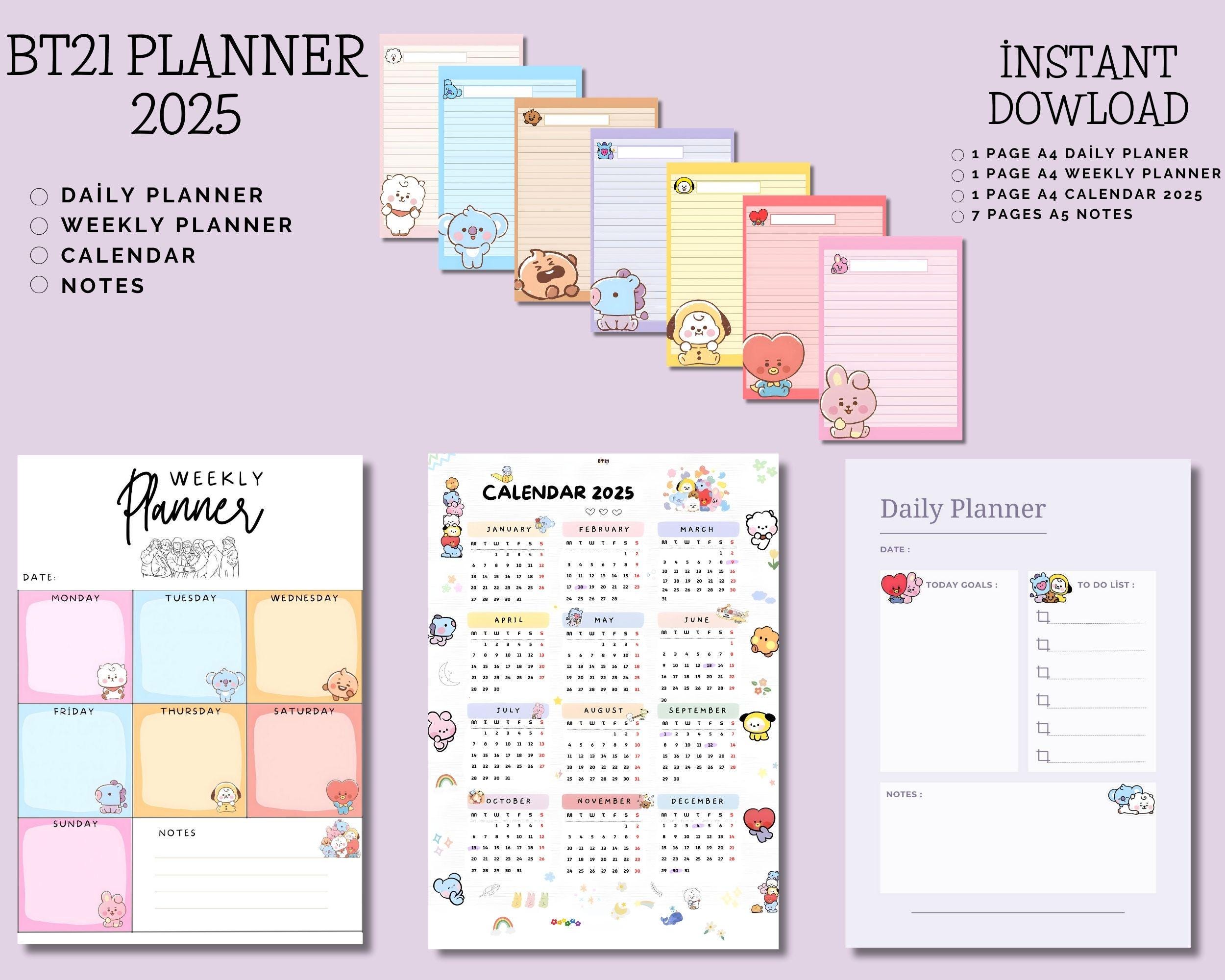 BTS Planner | Bts Planner Set | Bts Daily Planner | Bts Weekly Planner ...