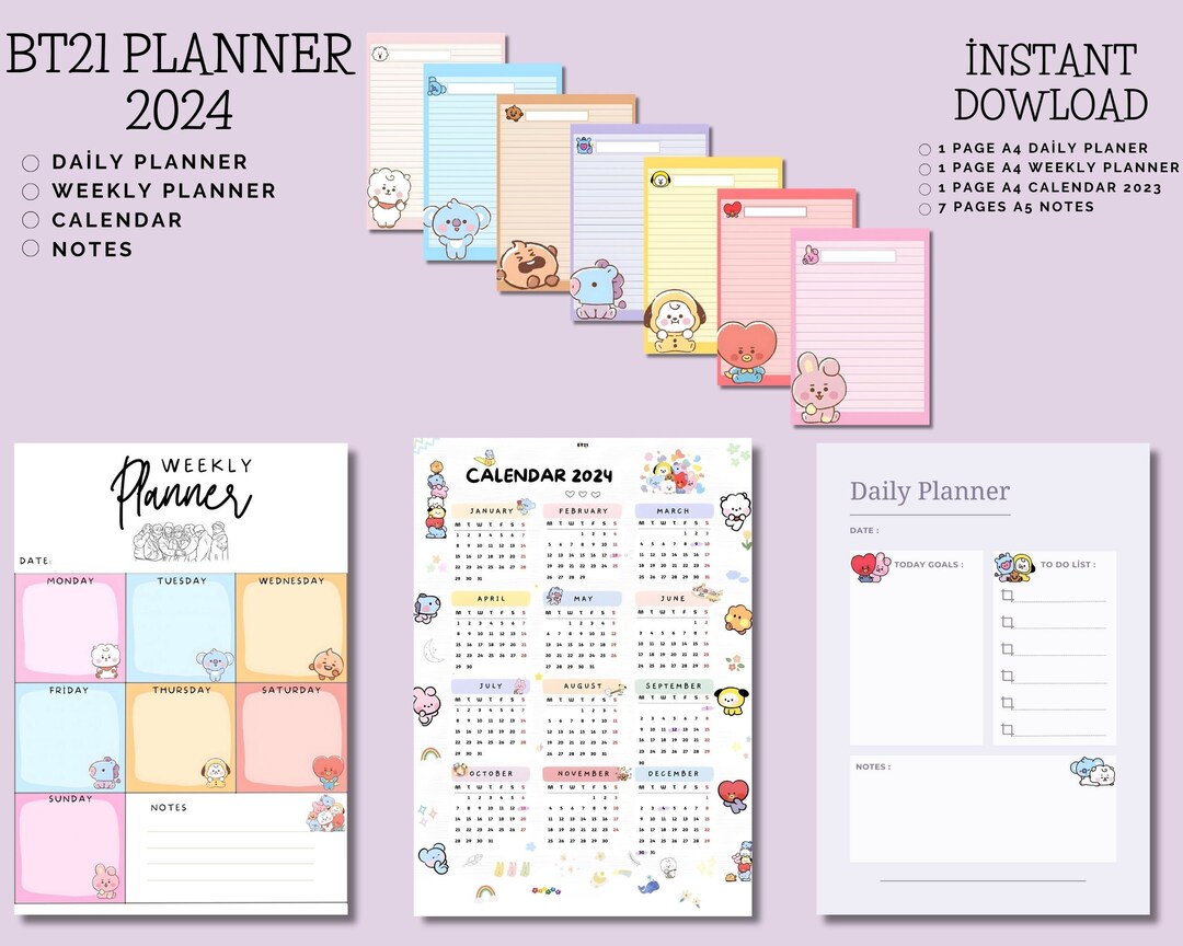 BTS Planner Bts Planner Set Bts Daily Planner Bts Weekly Planner Bts ...