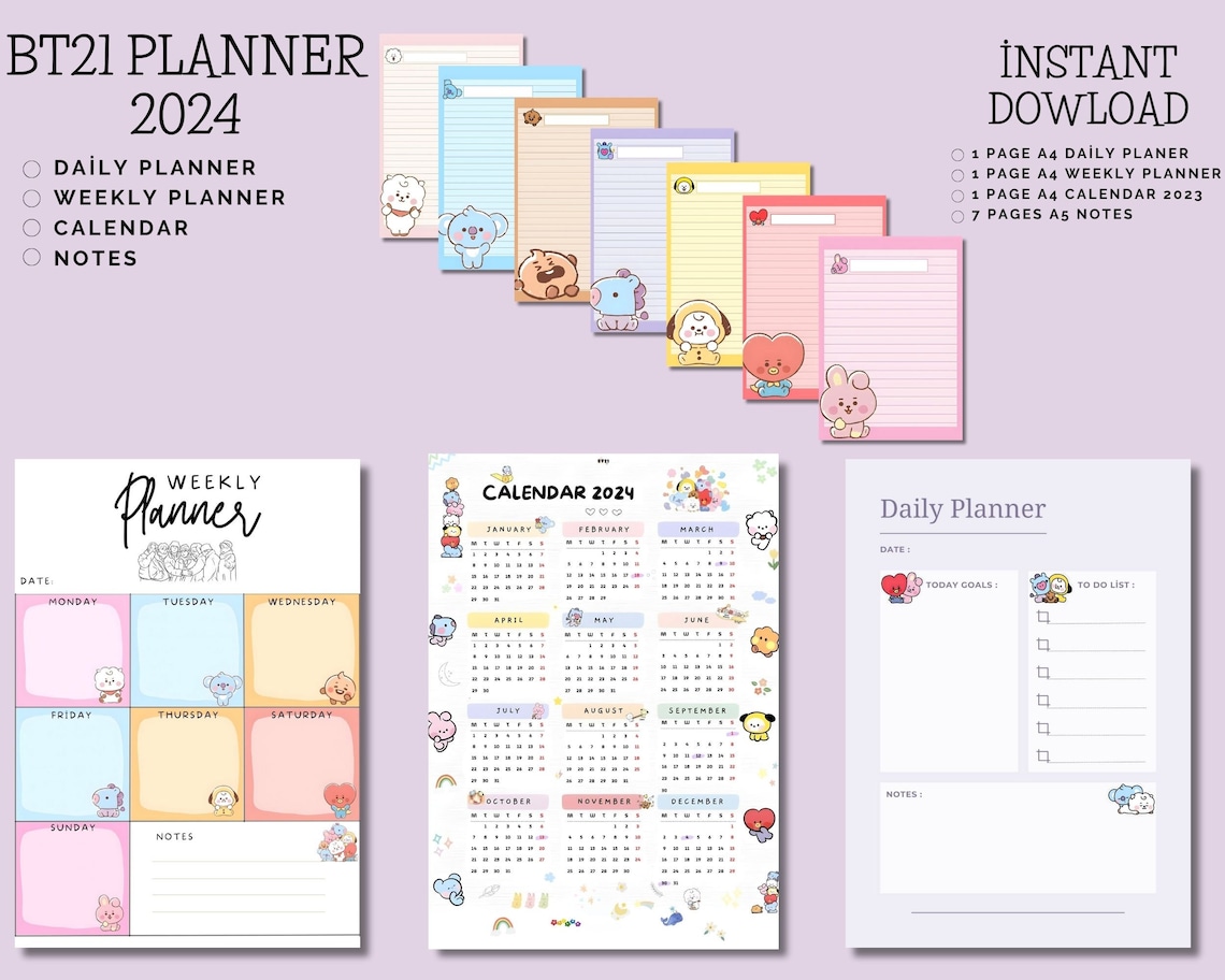 BTS Planner Bts Planner Set Bts Daily Planner Bts Weekly Planner Bts ...