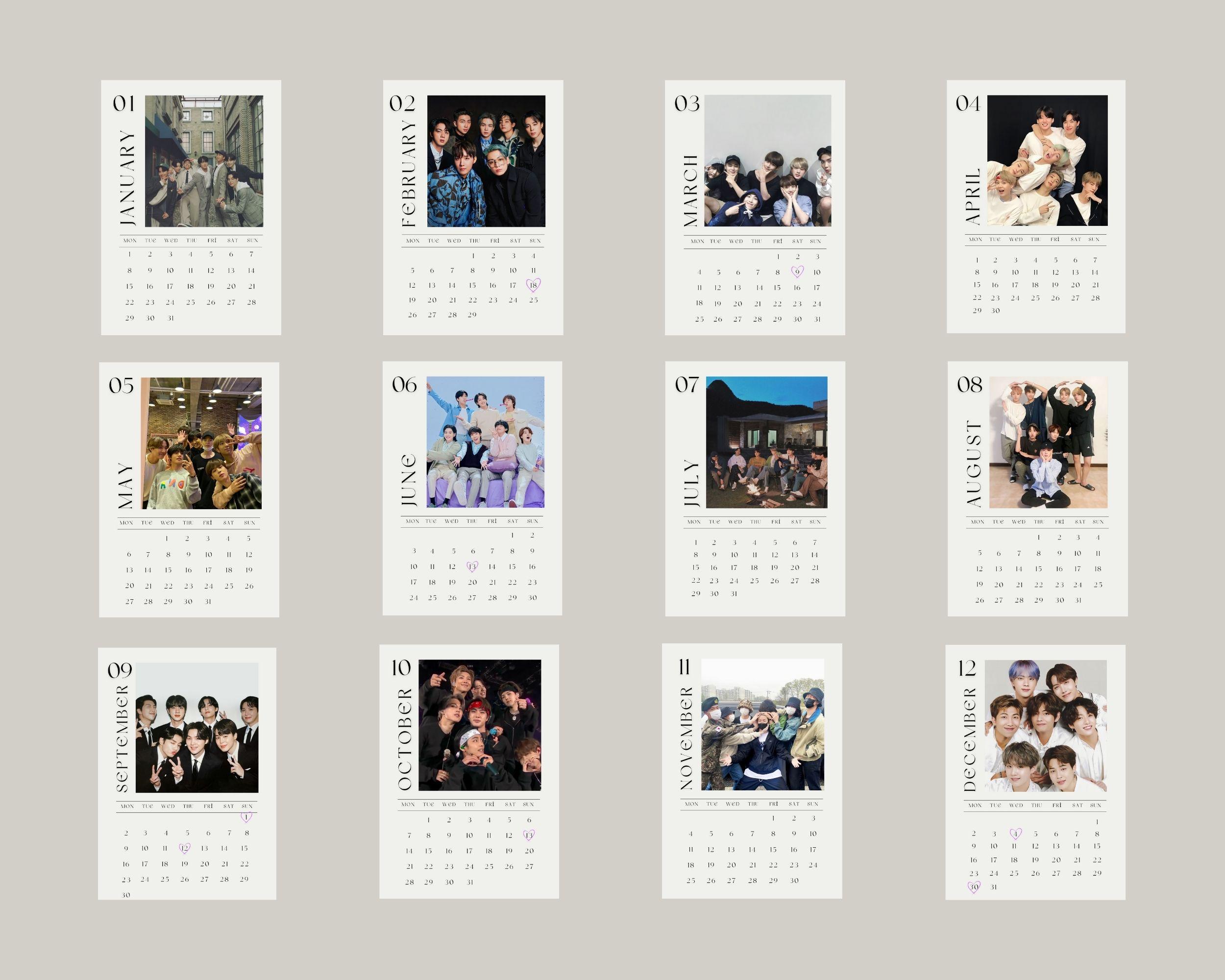BTS Calendar | Bts 2025 Calendar | Bts Planner | Bts Calendar | Bts ...