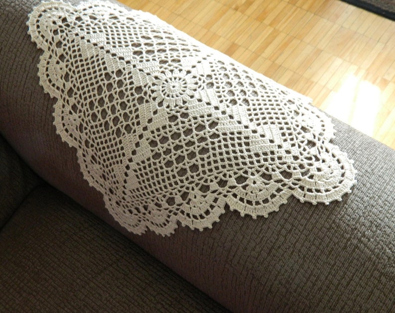 Crochet Square Doily/crochet /vintage/ Home & Table Décor/ Beige/ 100% ...