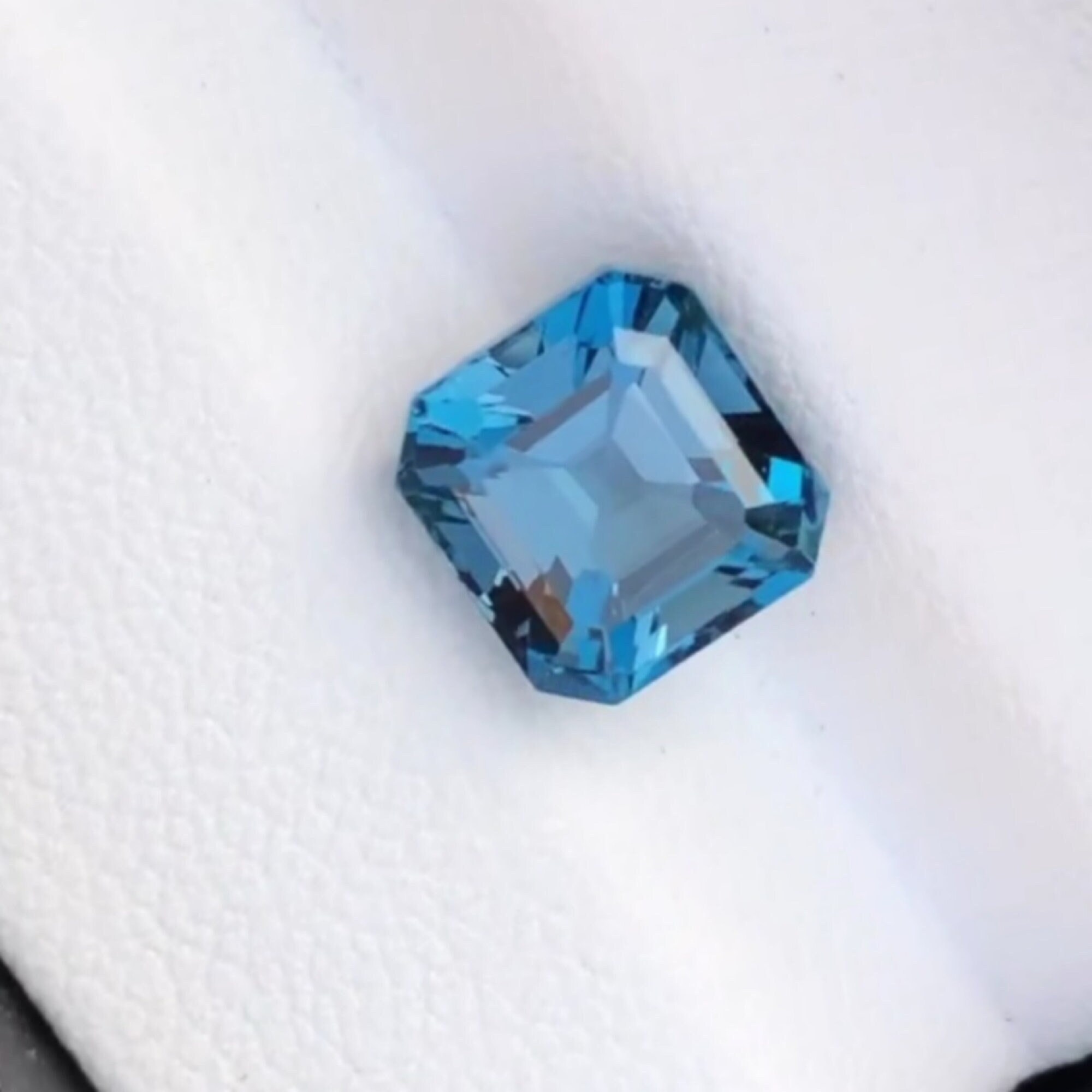 Natural London Blue Topaz Asscher Shape Size 12 MM Perfact Making Ring ...
