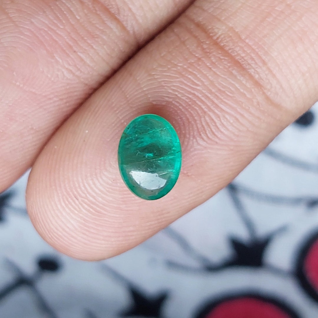 Green Emerald Oval Gemstone, Emerald Cabochon Stone, Oval Cabochon ...