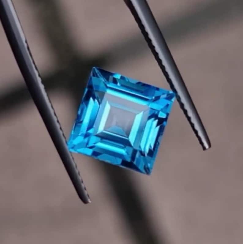 Natural Blue Topaz Square Prince Cut High Color and Quality Gemstone ...