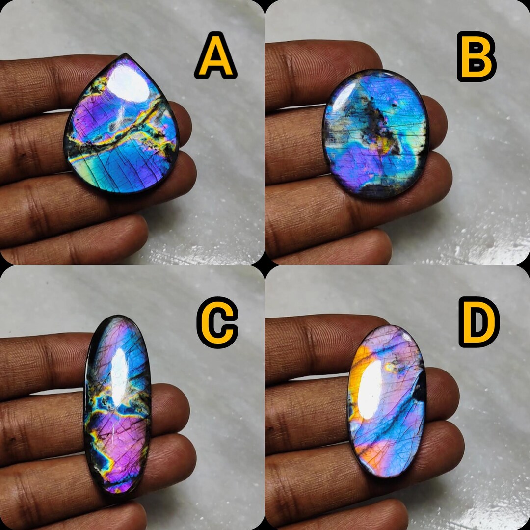 Natural Labradorite Cabochon Gemstone , Multi Color Labradorite ...