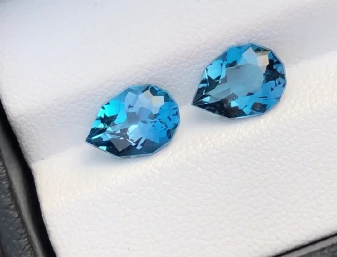 Natural London Blue Topaz Fancy Pear Shape Pair Size 810MM Quality ...