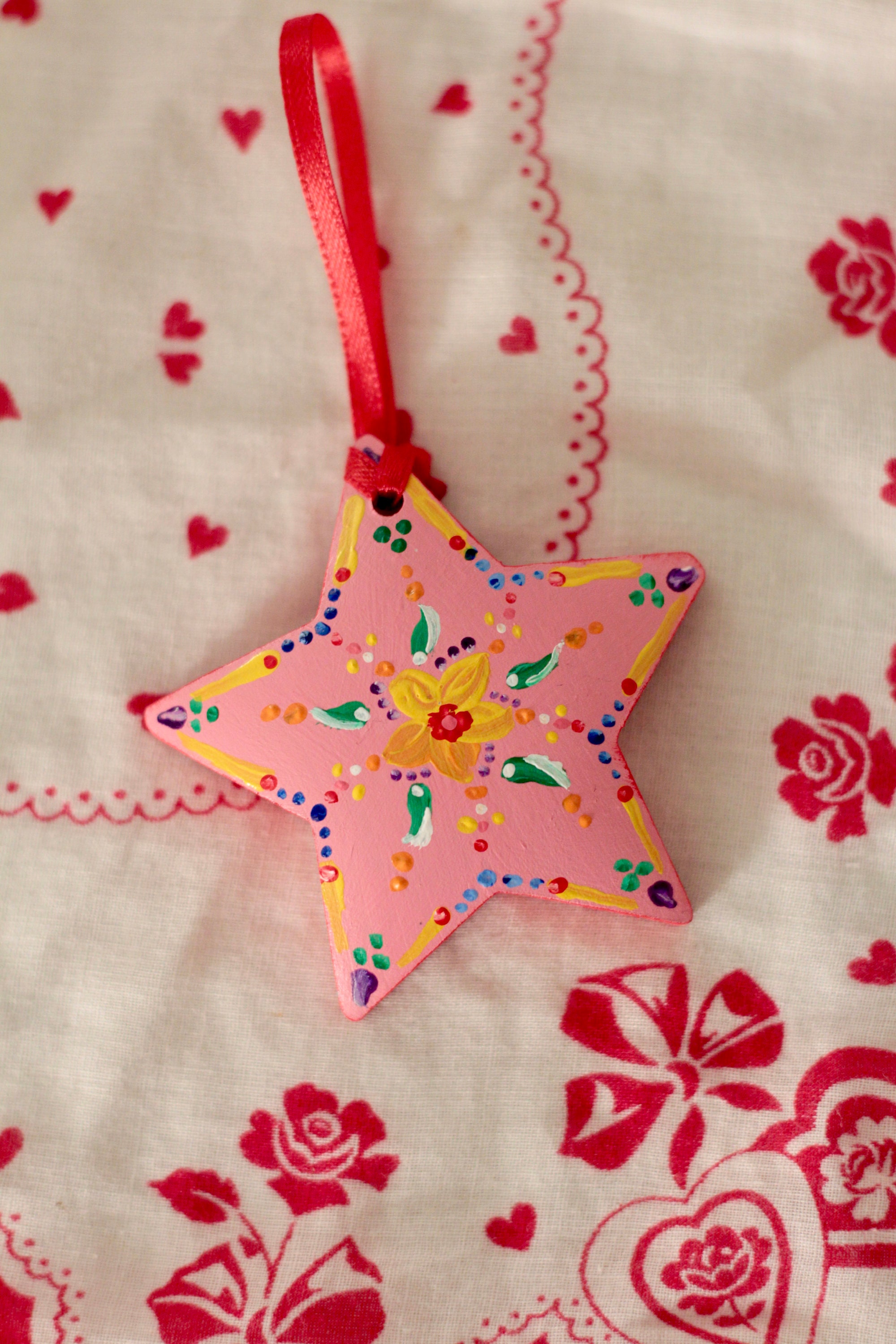 Handpainted Folk Art Wooden Star Ornaments Personalization Available - Etsy