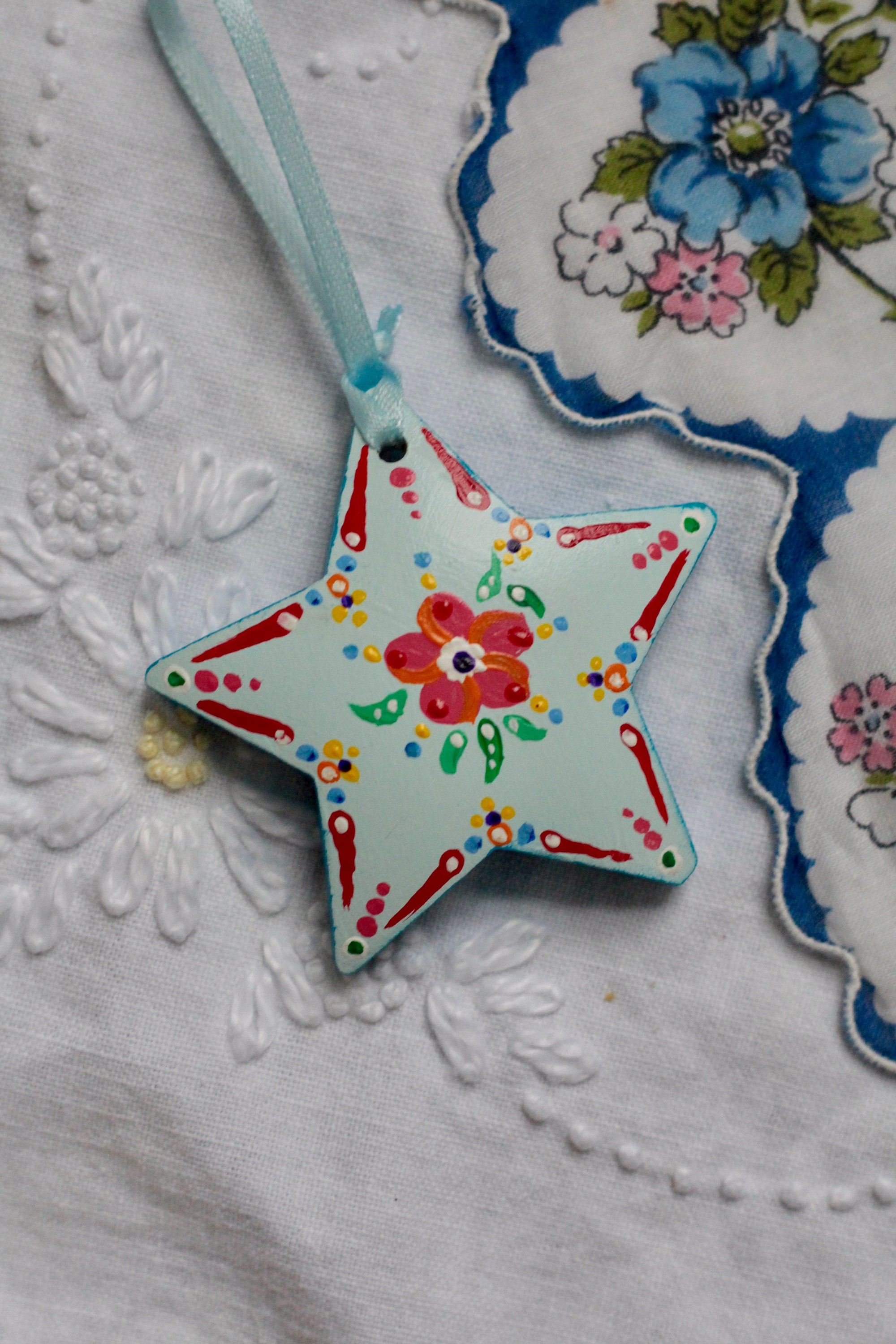 Handpainted Folk Art Wooden Star Ornaments Personalization Available - Etsy
