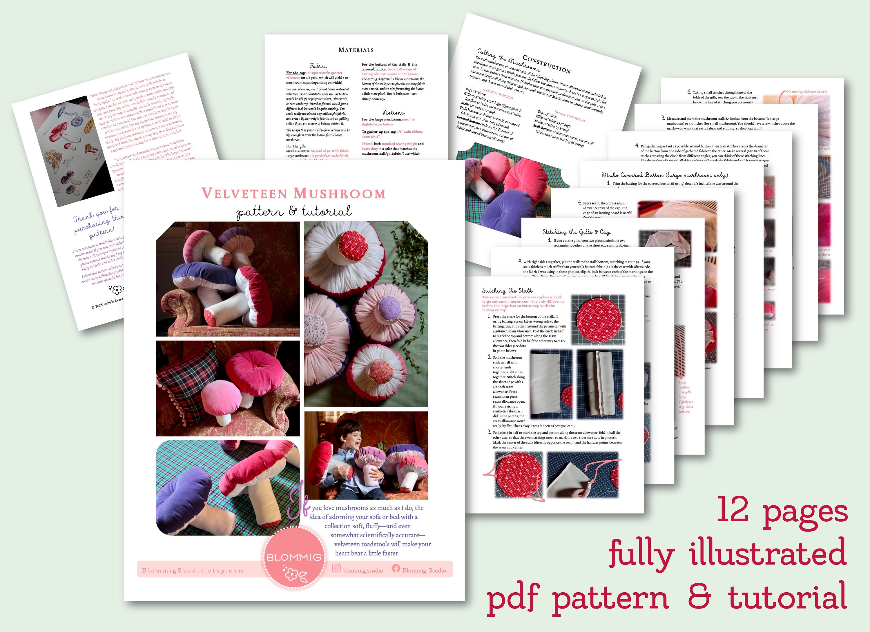 DIY Mushroom Toadstool Sewing Pattern Tutorial Instructions - Etsy
