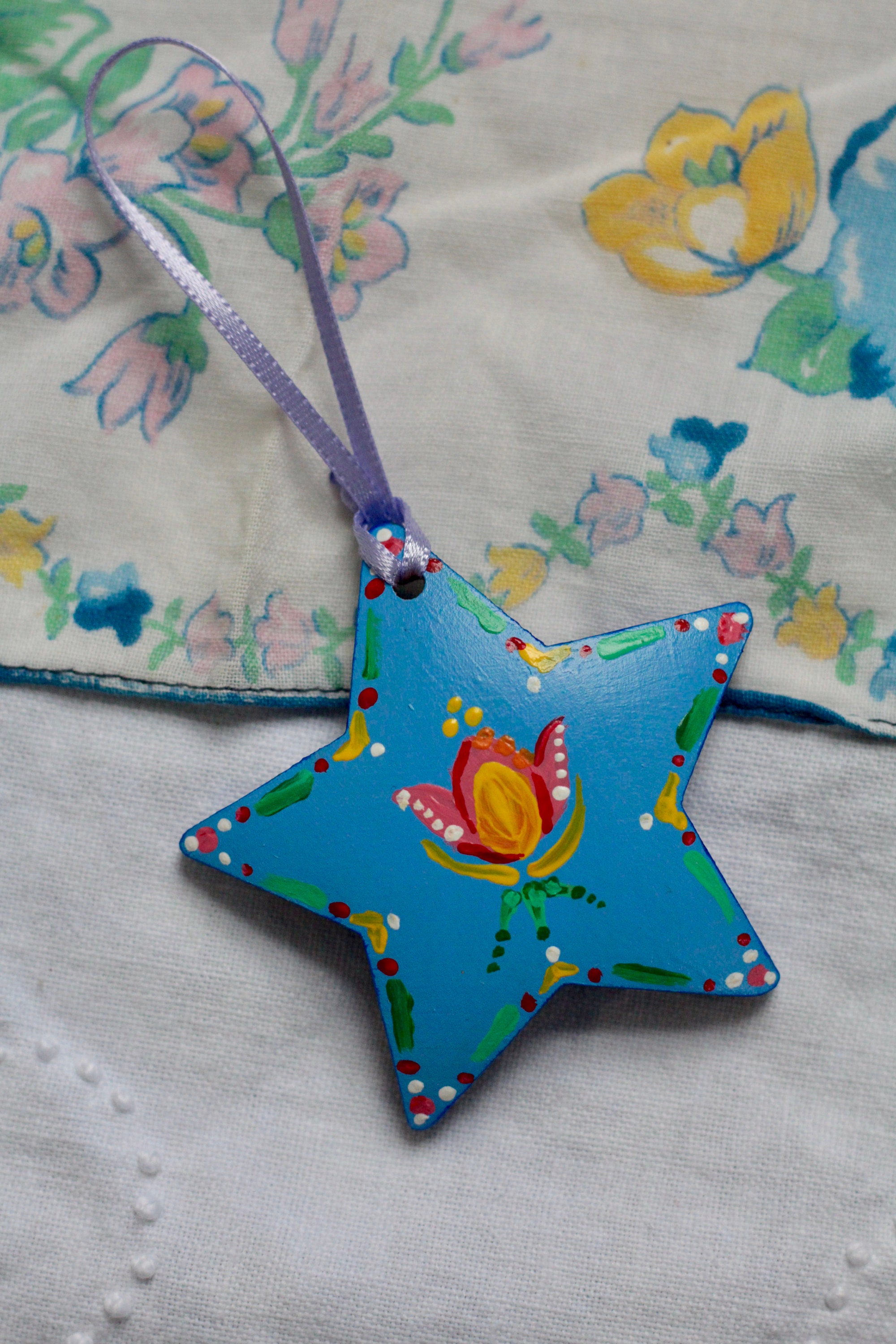 Handpainted Folk Art Wooden Star Ornaments Personalization Available - Etsy
