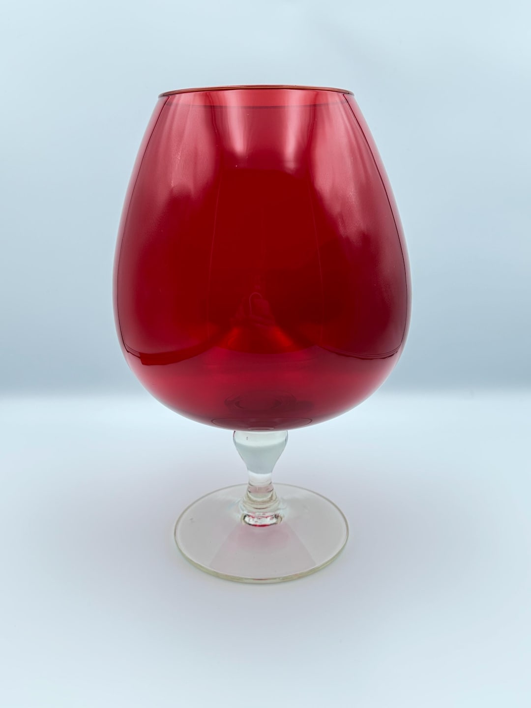 Italian Vintage 1960s/70s Empoli Ruby Red Glass Optic Brandy Balloon ...