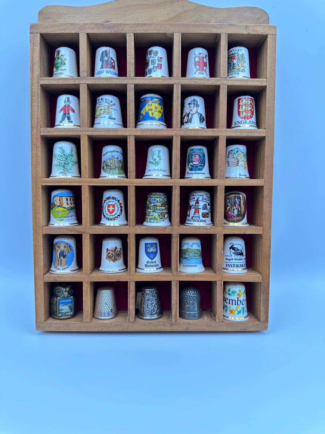 Collection of Vintage China Thimbles, With Wooden Display Case - Etsy