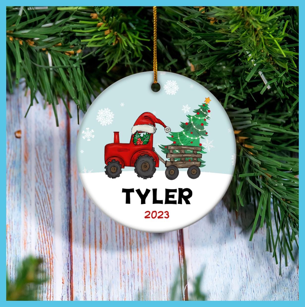 Personalized Tractor Ornament, Tractor Christmas Ornament, Tractor With ...