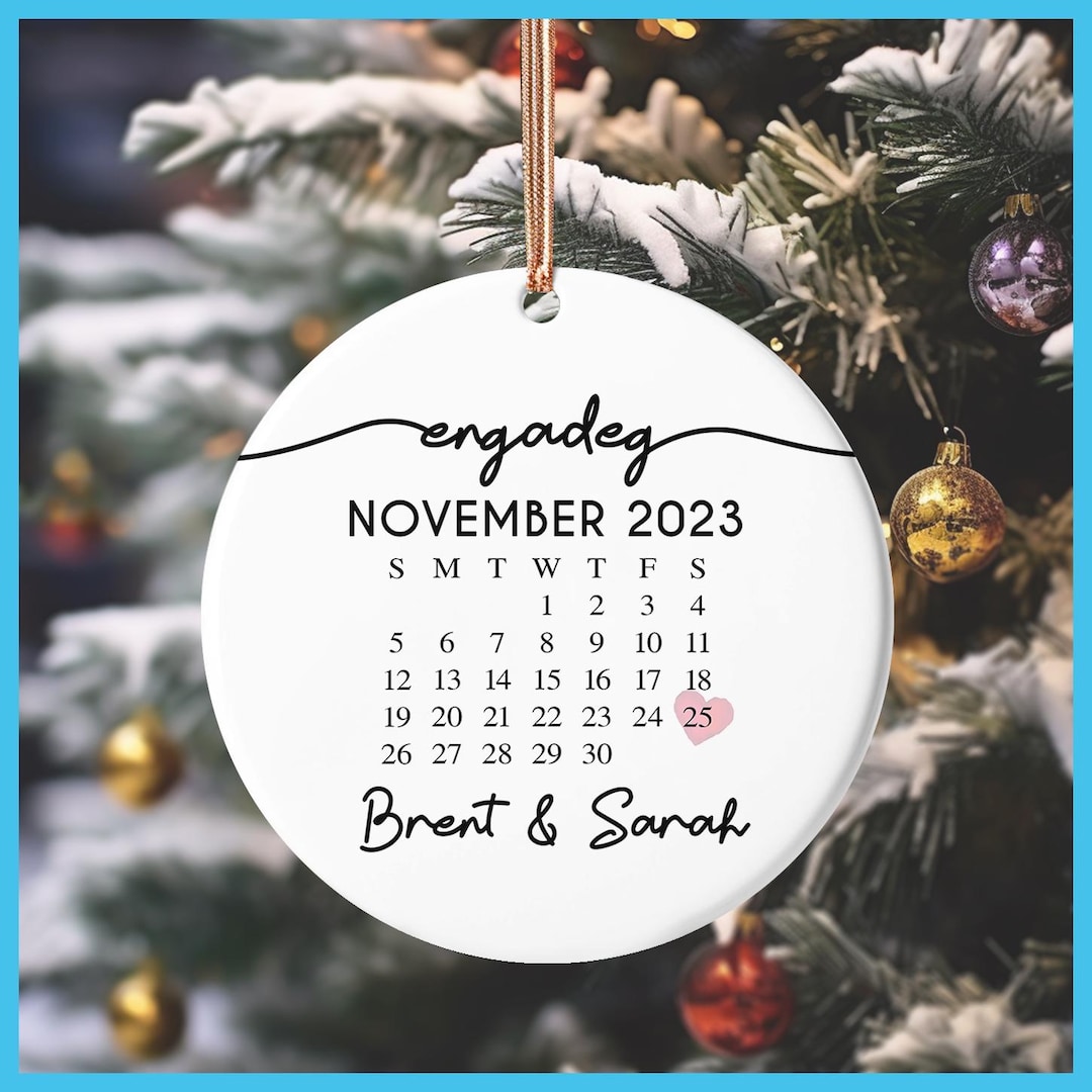 Personalized Calendar With Names Engaged Couple Ceramic Engagement ...