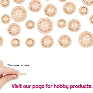 Handmade With Love Buttons Wood Made With Love Buttons for Sewing ...