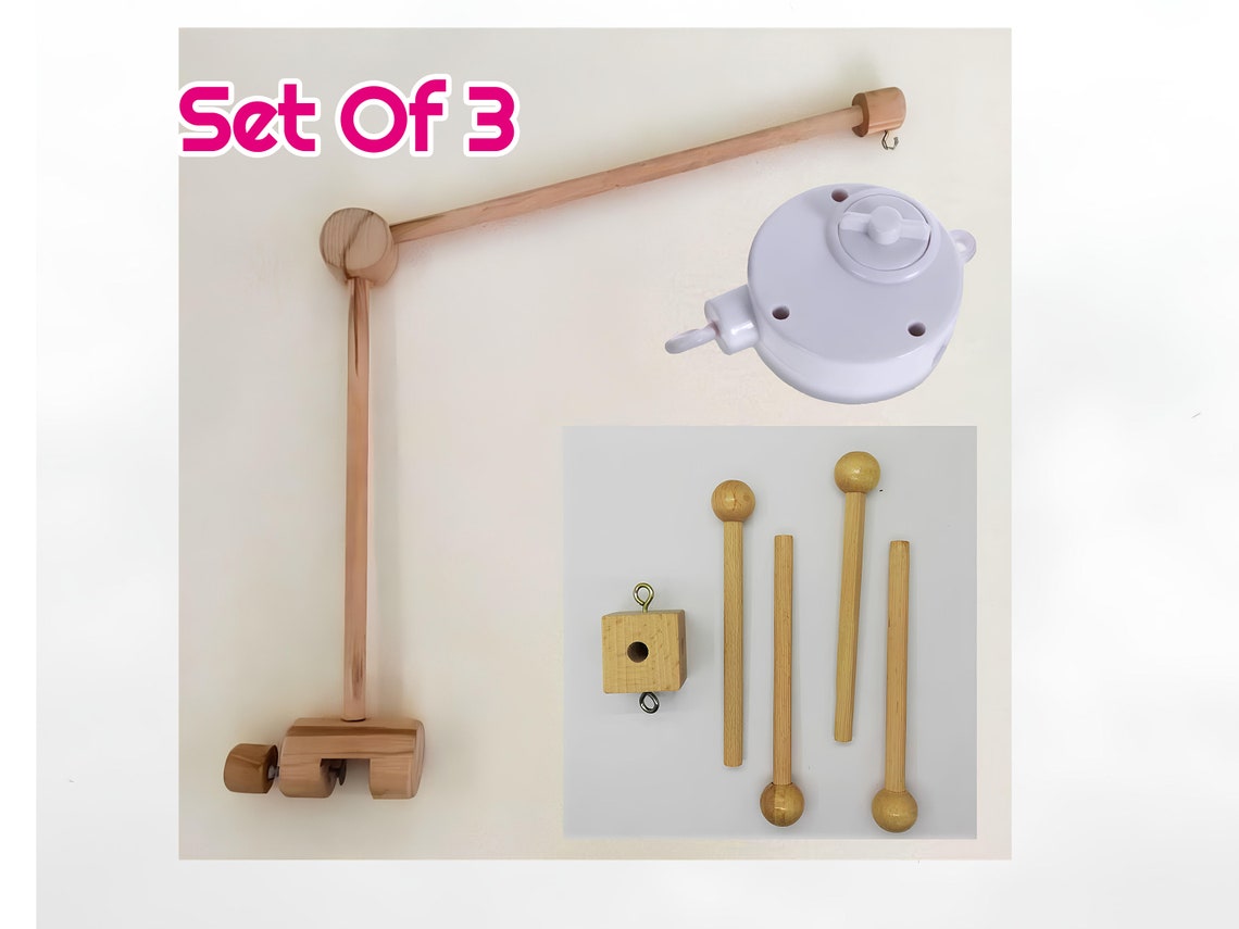 Crib Baby Mobile Arm Holder Attachment Set Rotary Music Box Mobile ...