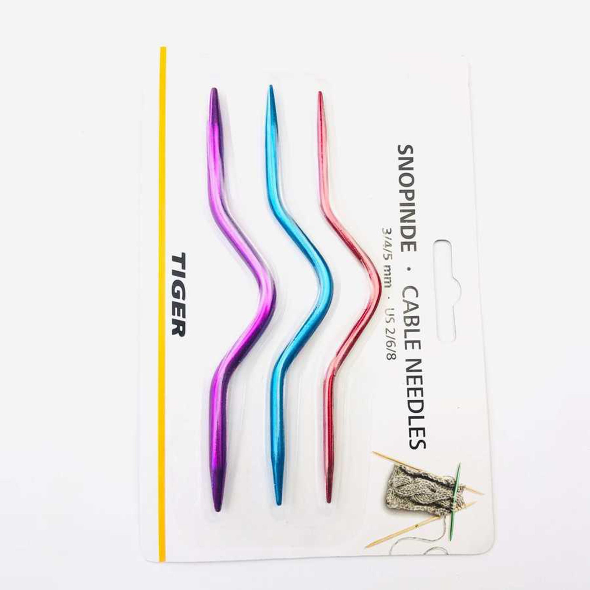Tiger Cranked Cable Stitch Knitting Needles Pack of 3 for Knitting Hair ...