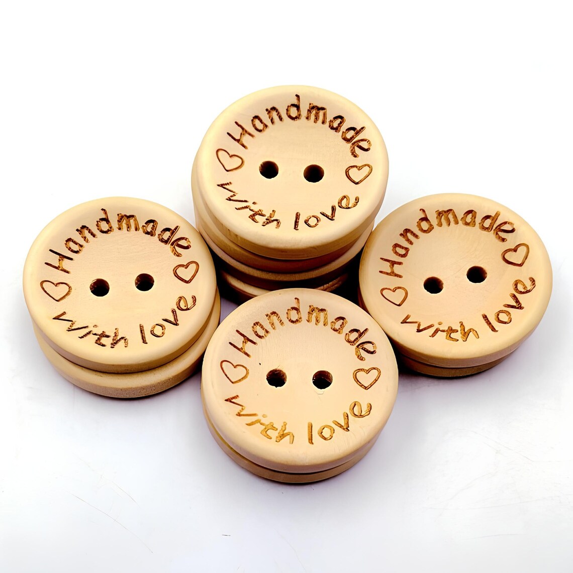 Handmade With Love Buttons Wood Made With Love Buttons for Sewing ...